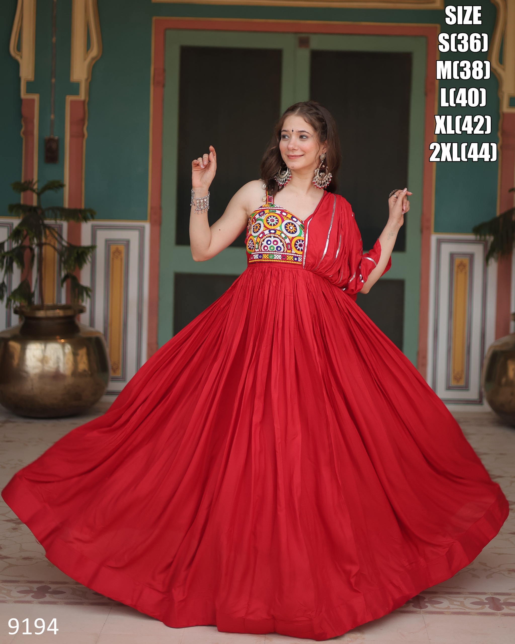 Ready To Wear The Indian Style Rayon Gowns In Raas Garba In Navratri ...