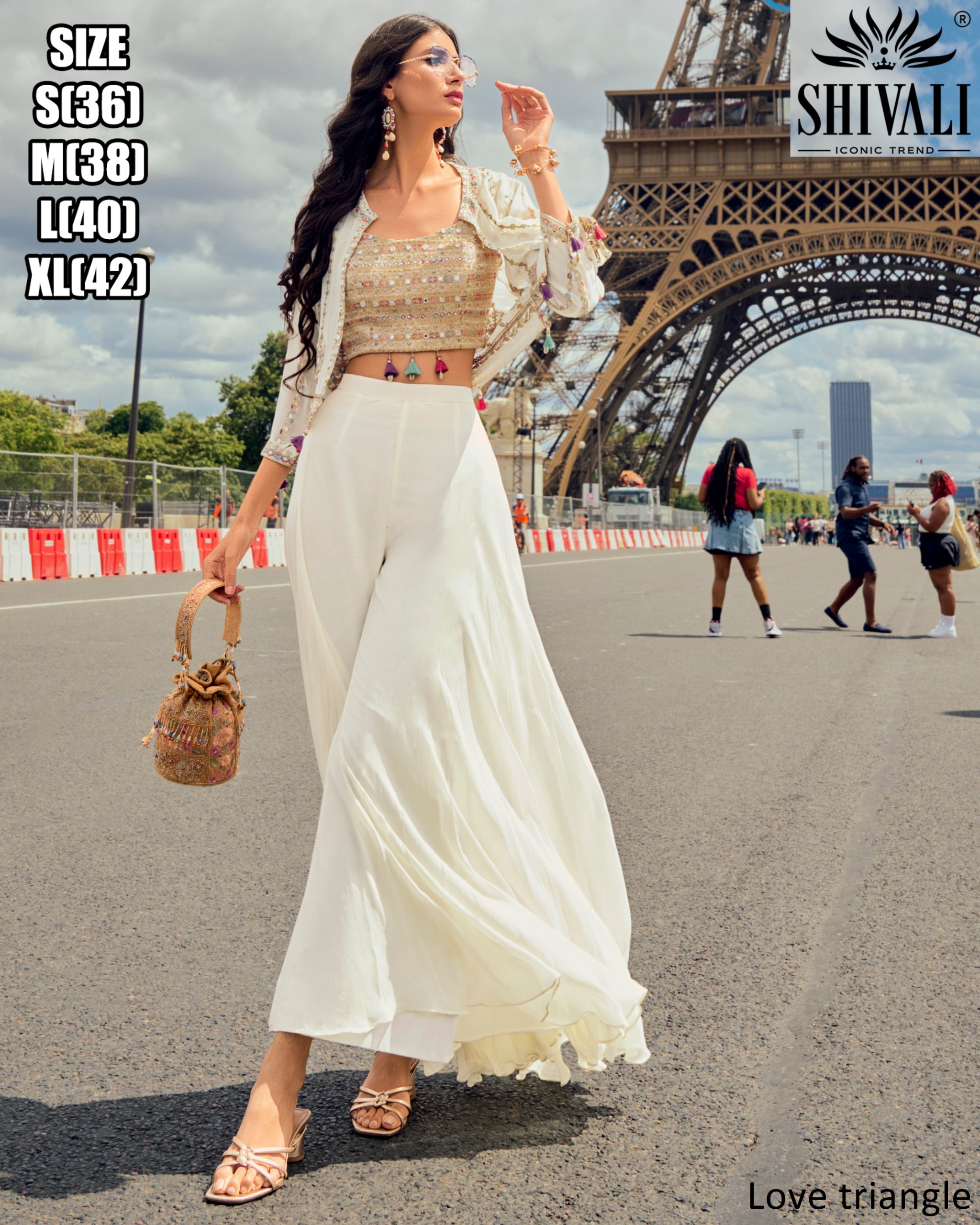 Elegance Party Wear The Georgette Blouse, Jacket And Plazo Set In The ...