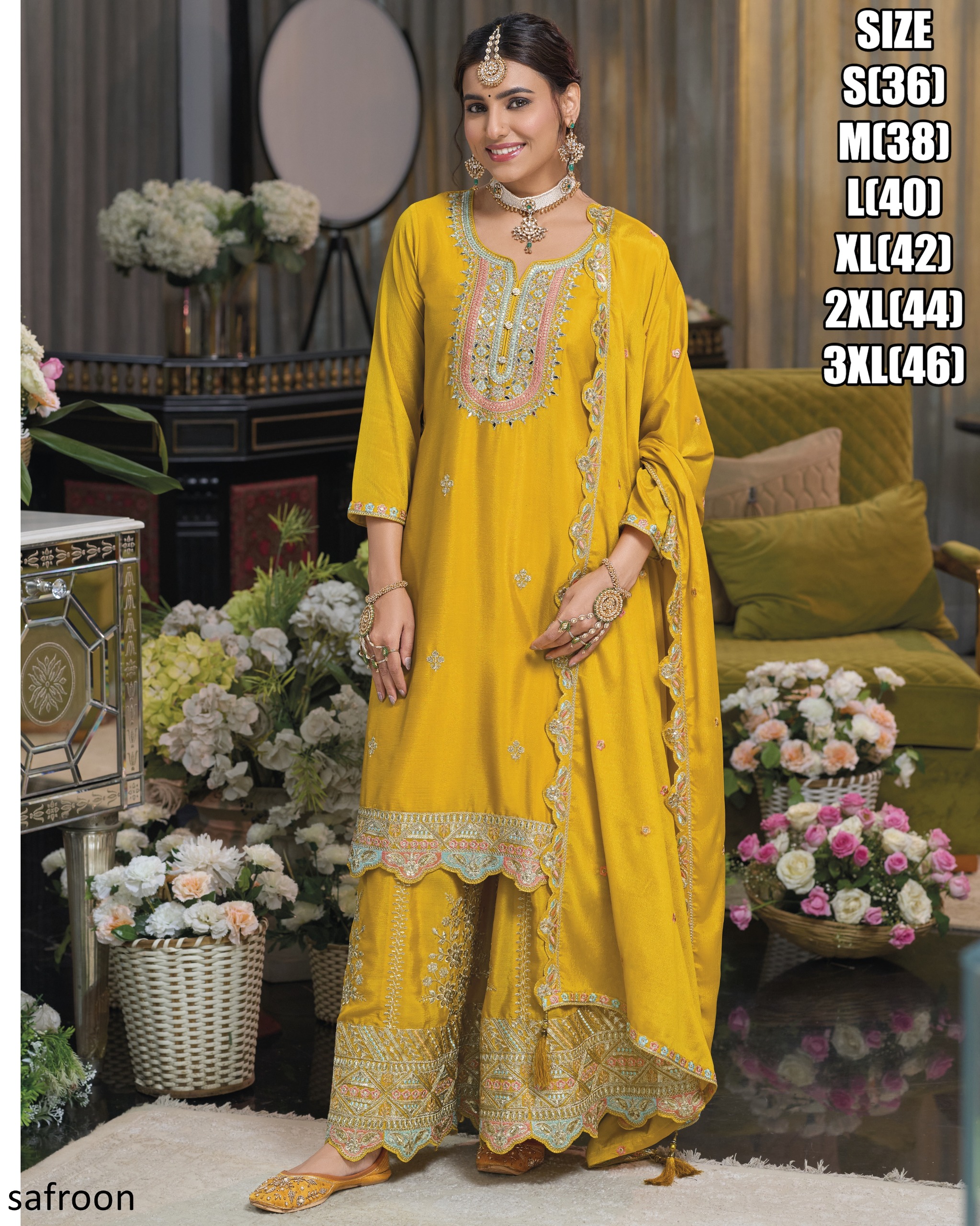 Latest Collection Of Indian Readymade Chinon Salwar Kameez (Plazo Suit ...