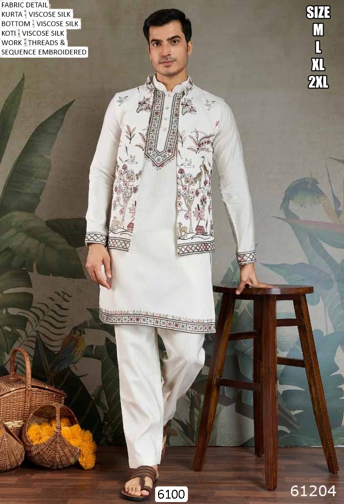 New Exclusive Festival Men's Wear Open Jacket Style Kurta With Pant ...
